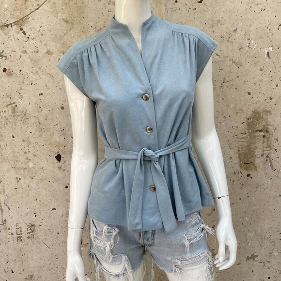 Patty O’Neil | Tops | Vintage Ice Blue 7s Belted Terry Topblouse Small ...